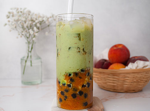Matcha Peach Orange Blossom Latte